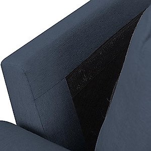 FREESNOOZE 81.5'' Linen Upholstered Sofa, Modern 3 Seater Sofa Couch with Back Cushions and 2 toss Pillows for Living Room/Bedroom/Apartment(Dark Blue)