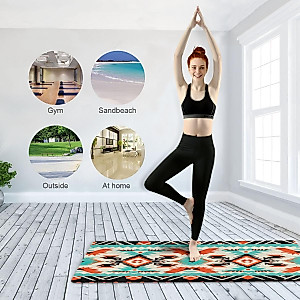 Nander Yoga Mat Thick Non-slip Soft Breathe Elastic Exercise Fitness Gym 1MM Thick Natural Rubber for Yoga Mats,Native American Tribal