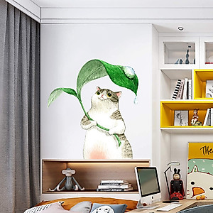 MEFOSS Cute Cat Wall Decal Removable Kitty Wall Decor Stickers 17'' × 19'' Peel and Stick Vinyl Decals Art for Living Room Kids Bedroom Playroom Nursery Wall Decorations