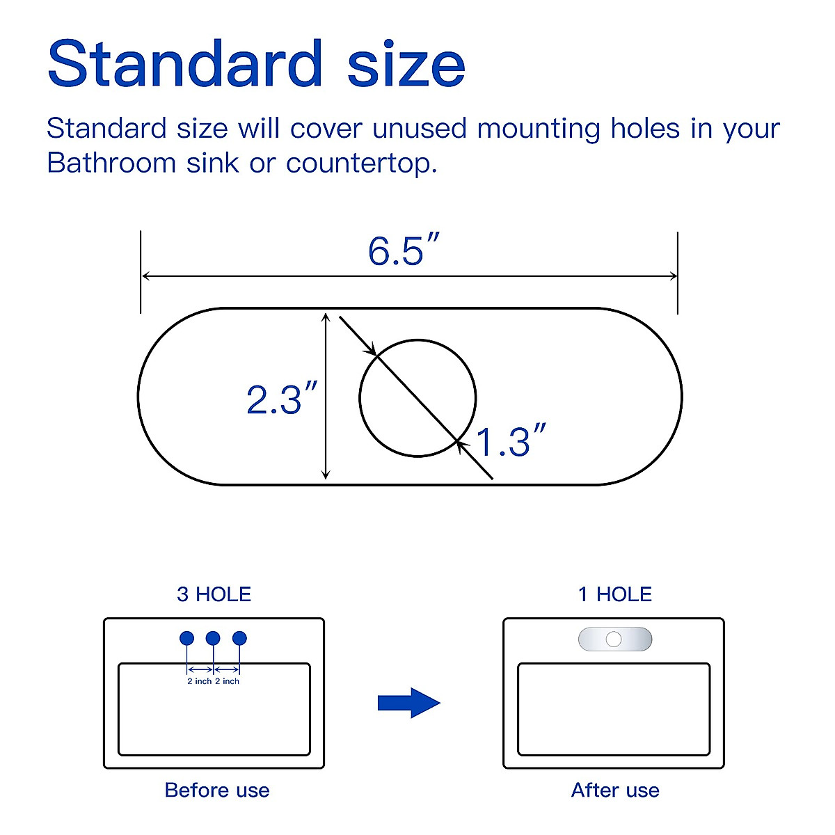 BWE 6 Inch Bathroom Vessel Vanity Sink Faucet 4" Hole Cover Deck Plate Escutcheon Chrome
