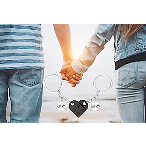 LGOUYGG Heart Keychain for Couples/Friendship, Matching Brick Keychains Set for Girlfriend/Boyfriend, Boys Girls Sweet Gifts (Black)
