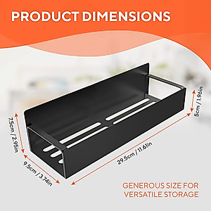 Hamilton Max 2 Pack Magnetic Shelves for Washing Machine, Magnetic Spice Rack Organizer for Refrigerator, Holds 12 pounds each, Black Steel, Premium Kitchen Organization and Storage