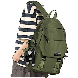KEYEMP Casual Daypack Cute School Backpacks for Men Women Lightweight Durable Bookbag for High Middle School, Fashion Travel Bag, Gift,Olive Green