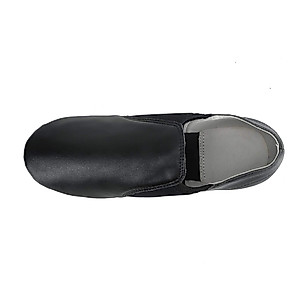 Dynadans Unisex PU Leather Upper Slip-on Jazz Shoe with Arch Insert for Women and Men's Dance Shoes-Black-4.5M