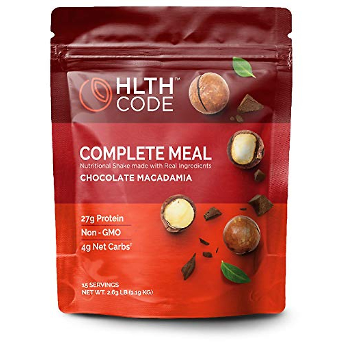 HLTH Code Complete Meal Replacement Powder | High Protein | Chocolate Macadamia Flavor | 15 Servings