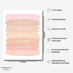Pink Wall Art Positive Affirmations Wall Decor Girls Nursery Wall Art Pink Inspirational Wall Art for Office Blush Pink Wall Decor for Bedroom Pink Bathroom Decor UNFRAMED (11x14 Blush)