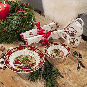 Villeroy & Boch - Toy's Fantasy Bowl Large, Exchanging Gifts 25 x x 4.5 cm, Premium Porcelain, Christmas Edition, 14-8332-3631, Red