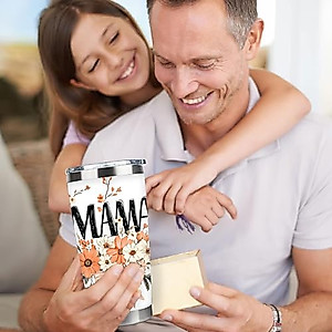 FOCIUZTA 20oz MAMA Floral Ribbon Tumbler with lid, Travel Coffee Cup, Ideal for Easter, Mother Day, and birthday gifts