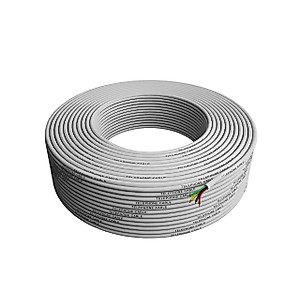 Phone Cable 300ft Rounded White Roll (100m Long) 4x1/0.4 26 AWG Gauge Solid Wire -Round Telephone Cord Line Extension Bulk Rool Reel -compatible with RJ11 4P4C Crimp End Connector Jack - Tupavco TP801