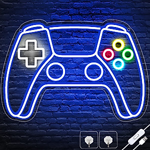 Gamer Neon Sign, Gamepad Shaped LED Neon Sign for Gamer Room Decor, Gaming Neon Sign for Boys Room Decor, Neon Gaming Sign for Gaming Wall Decor, USB Powered Gamer Gifts for Teens, Boys, Kids