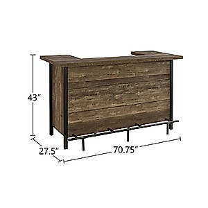 simple relax Rustic Oak and Bronze Wooden Bar Unit with Metal Legs