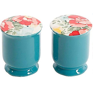 The Pioneer Woman Vintage Floral Ceramic Salt and Pepper Shaker Set,red, white, green
