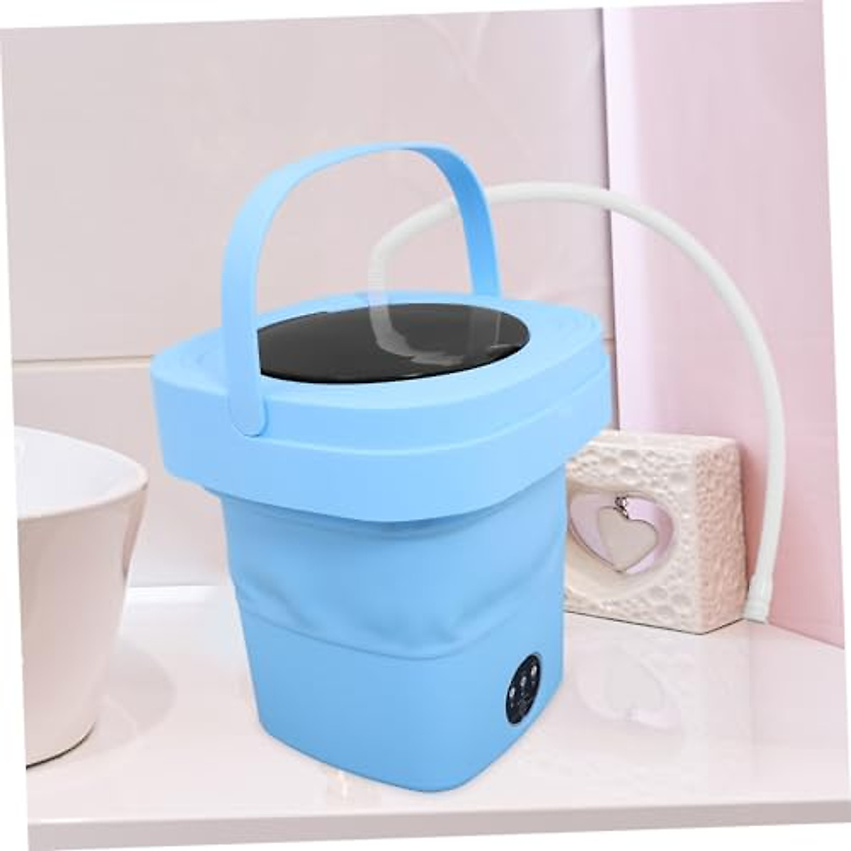 UKCOCO Folding Washing Machine Washing Machine Foldable Mini Washing Machine Small Laundry Washer Portable Washing Machine Mini Travel Washing Machine Bucket Washing Machine Blue Plastic