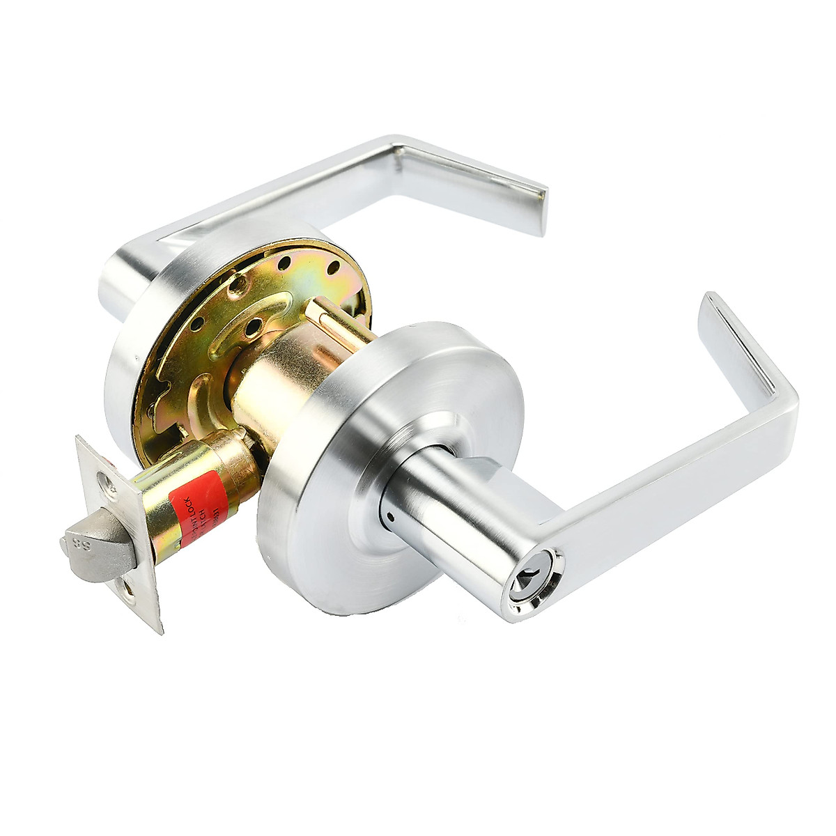 LO-LOCK HARDWARE Commercial Lever Door Lock - Heavy-Duty Locking Door Handle, ADA Door Handles, Cylindrical Lever Lock, Non-Handed Grade 2 Industrial Door Handle, 26D Satin Chrome, Entrance w/Clutch