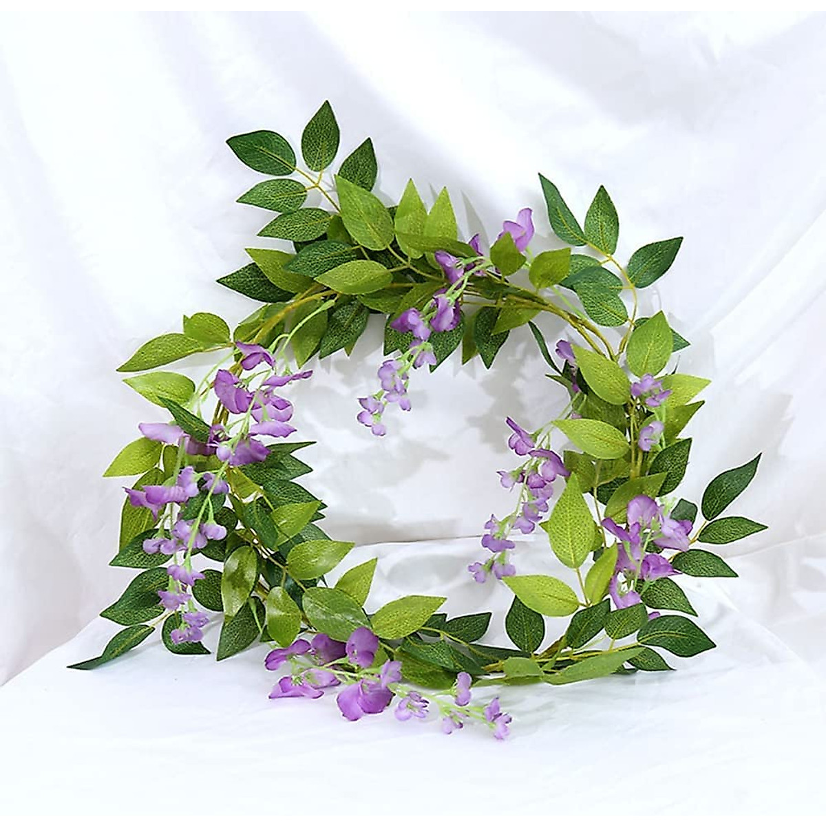 Wisteria Garland 5pack 33Ft Artificial Fake Wisteria Vine Hanging Flowers Fake Vines Plants (Purple)