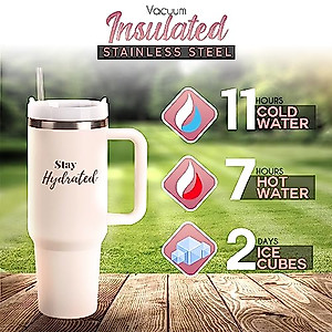 40 oz Tumbler with Handle and Straw, as Stanley Cup Design, Modern 40 Oz Tumbler, 40 oz tumblers with lids, leak proof tumbler, insulated tumbler, 40oz cup, Cold, Heat, and Ice for Hours (Rose)