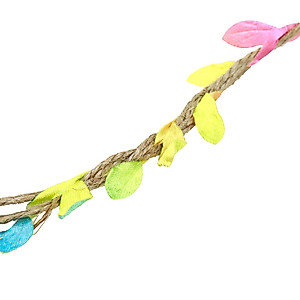 Quluxe 33Ft Natural Jute Twine, 5MM Burlap Leaf Ribbon with Artificial Vine Green Leaves for Garland DIY Crafts Wedding Home Garden- Multicolored