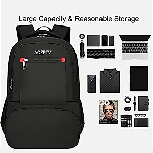 AQZPTV Insulated Cooler Lunch Backpack Leakproof Lightweight Soft Anti-theft USB Port Headphone Plug School Travel Work Bag for Men Women (Black)
