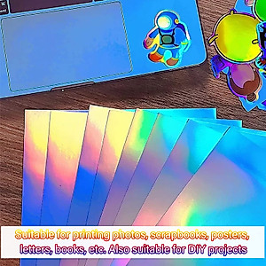 22 Sheets Holographic Sticker Paper, A4 Size 8 x 12in Dries Quickly Printable Holographic Stick Adhesive Paper for Inkjet Printers, Photocopiers, Printers