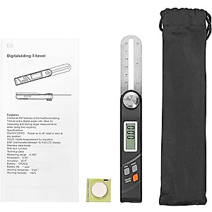 XUNTOP Sliding T Bevel Gauge with Stainless Steel Blade 360°Digital Protractor Portable Angle Finder with LCD Display for Woodworking, DIY