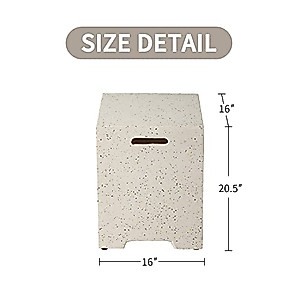 SUNBURY Tank Table for Gas Fire Pits, Spotted White Concrete Tank Cover with Side Handles Tank Cover, Suitable for 20 Gallon 16-inch Propane Tanks for Fire Pit Table