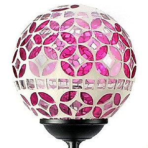 Solar Power Mosaic Glass Pink Ball Garden Light, Color Changing Multi-color Yard Pink Light