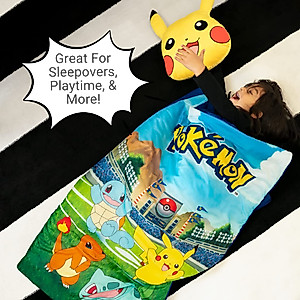 Pokémon Anime Kids Soft Lightweight 2 Piece Sleeping/Slumber Bag and Sling Bag Set, 46"(L) X 26"(W) (Official Licensed Pokémon Product) by Franco