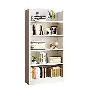 ALISENED 5 Shelf Bookcase, 47" Wood Tall Bookshelf and Bookshelves, Multifunctional Storage Organizer Shelving for Bedroom Library Living Room Home Office, White