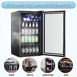 Antarctic Star Beverage Refrigerator Cooler -120 Can Mini Fridge Glass Door for Soda Beer or Wine Constant Glass Door Small Drink Dispenser Clear Front Door for Home, Office Bar 3.2cu.ft