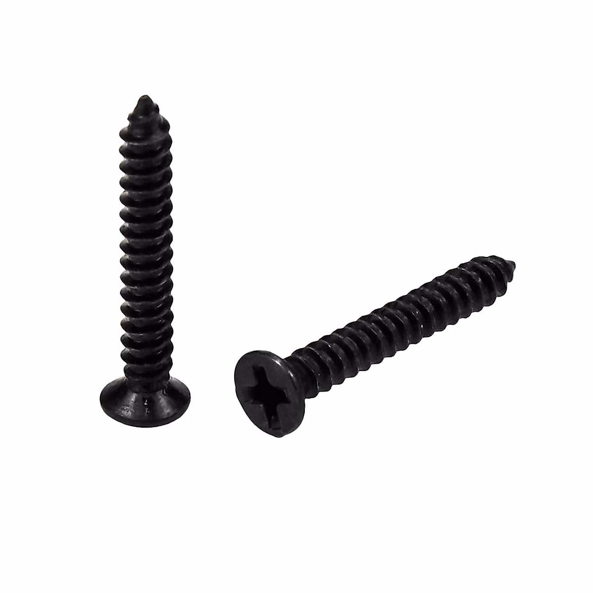 Xiaoyztan 200 Pcs M2.3x16mm Flat Head Cross Drive Pointed Wood Screws Black Oxide Coated Carbon Steel Self-Drilling Screws