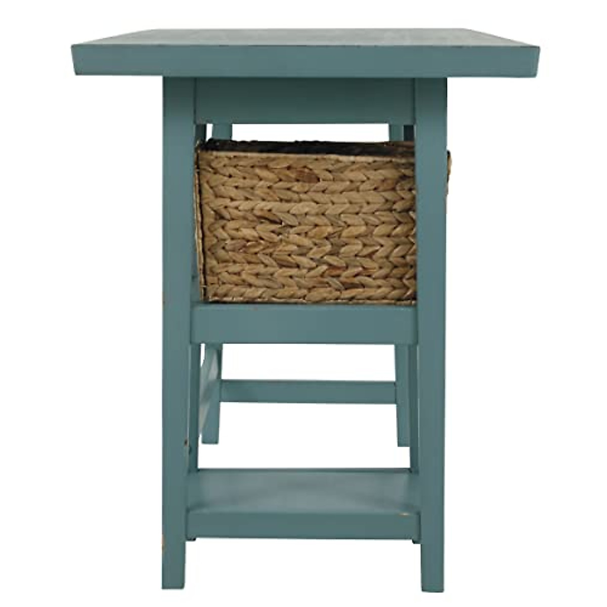 Signature Design by Ashley Mirimyn Vintage 42" Home Office Desk with Basket, Distressed Blue,Teal