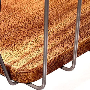 The Ría Safford Collection by iDesign Open Front Wire Basket with Acacia Wood, 12" x 12" x 12", Charcoal