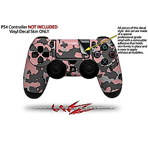 WraptorSkinz Skin Compatible with Sony PS4 Dualshock Controller PlayStation 4 Original Slim and Pro WraptorCamo Old School Camouflage Camo Pink (Controller NOT Included)