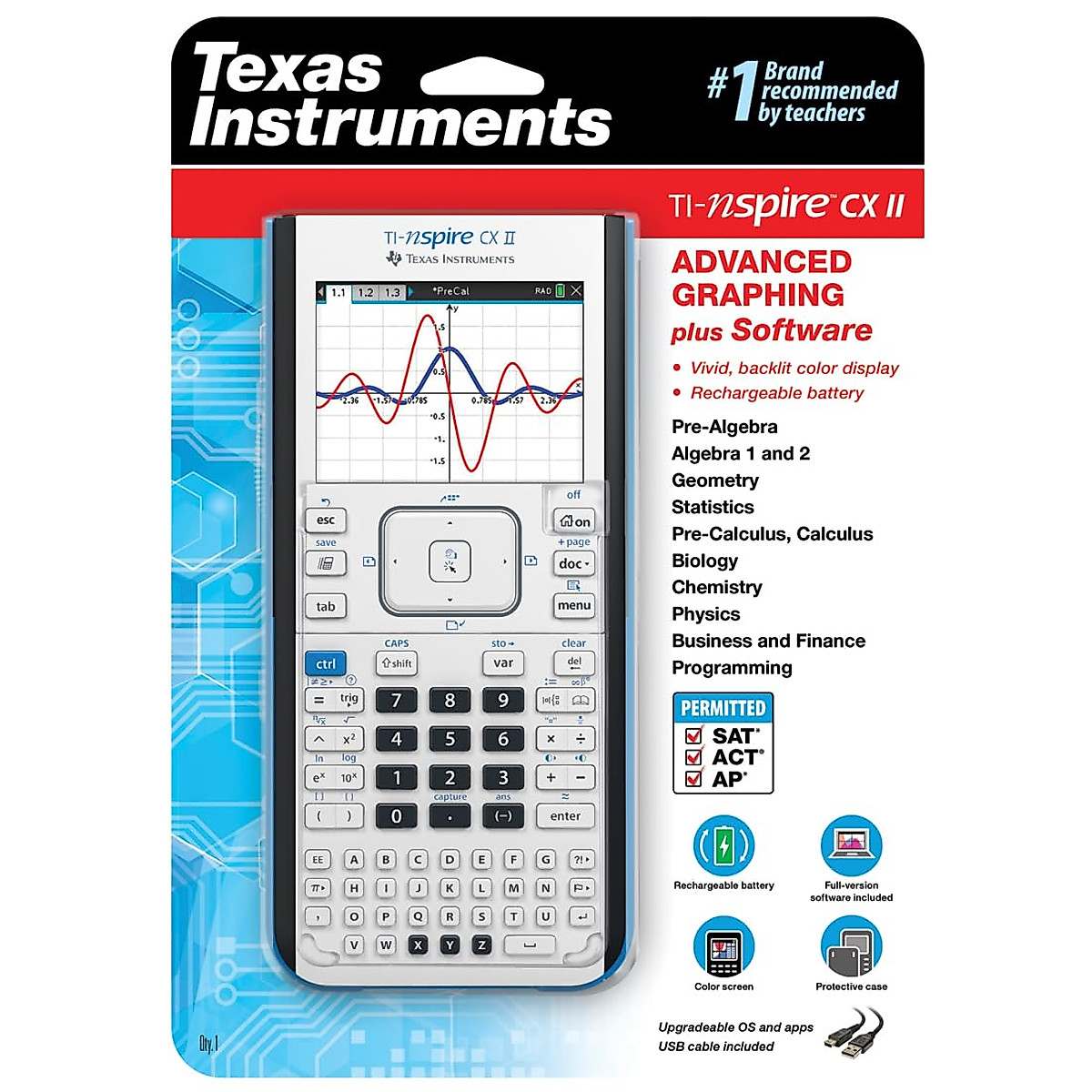 Texas Instruments TI-Nspire CX II Color Graphing Calculator with Student Software (PC/Mac)