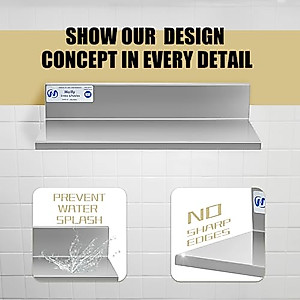 Hally Stainless Steel Wall Shelf 8.6 x 16 Inches 44 lb, NSF Commercial Heavy Duty Wall Mount Floating Shelving for Restaurant, Kitchen, Home, Hotel and Bar, 2 Pack