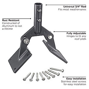 Good Directions 401AL Adjustable Aluminum Weathervane Roof Mount,Black