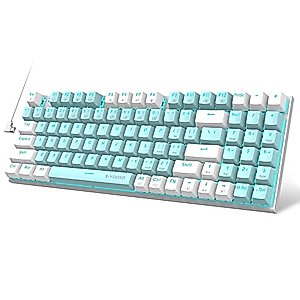 E-YOOSO Mechanical Keyboard, Wired Compact Computer Keyboard, Backlit Gaming Keyboard 94 Keys with Arrow Keys & Numpad for PC/Mac Gamer, Typist, Linear Red Switch