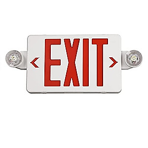 TANLUX Red Exit Sign with Emergency Lights, LED Emergency Exit Light with Battery Backup, UL Listed, AC 120/277V, Commercial Emergency Lights Combo for Business - 1 Pack