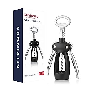 KITVINOUS Wine Opener, Premium Wing Corkscrew with No-Stick Worm, Multi-functional Wine Bottle Opener for Wine and Beer Bottles, Upgraded