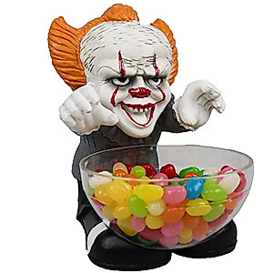 nezababy Halloween Candy Bowl Holder Horror Movie Gnomes Jason Freddy Clown Beetlejuice Nightmare Candy Holder Container Resin (Clown)