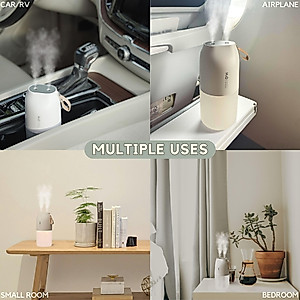 Portable Small Humidifier - Rechargable Double or Single Spray Cool Mist Car Auto Personal Desktop Humidifier Baby Airplane Travel Office Built-in Battery USB Plants Quiet Night Light