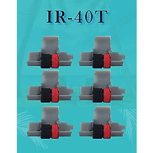 IR-40T Ink Roller, Black and Red Compatible with Canon P23-DH V Calculator, Casio HR-100TM, HR-150TM (6 Pack)