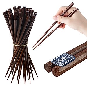 LOROTOCO 50 Pairs Japanese Wooden Chopsticks Reusable Dishwasher Safe 8 Inch Octagonal Pointy Purple Short Wood Chop Sticks for Janpan Restaurant Home