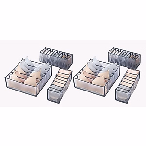 3PCS Wardrobe Clothes Organizer for Underwear and Clothing; 6,7 and 11 grids for clothes storage organization, dresser, drawer and closet organizers for: Underwear, Bra, Sweater, T-Shirt, Sock, & More