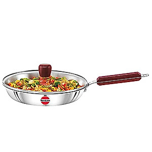HAWKINS Triply 3 mm Stainless Steel Frying Pan 26 cm with Lid, 1 LTR, Silver (SSF26G)