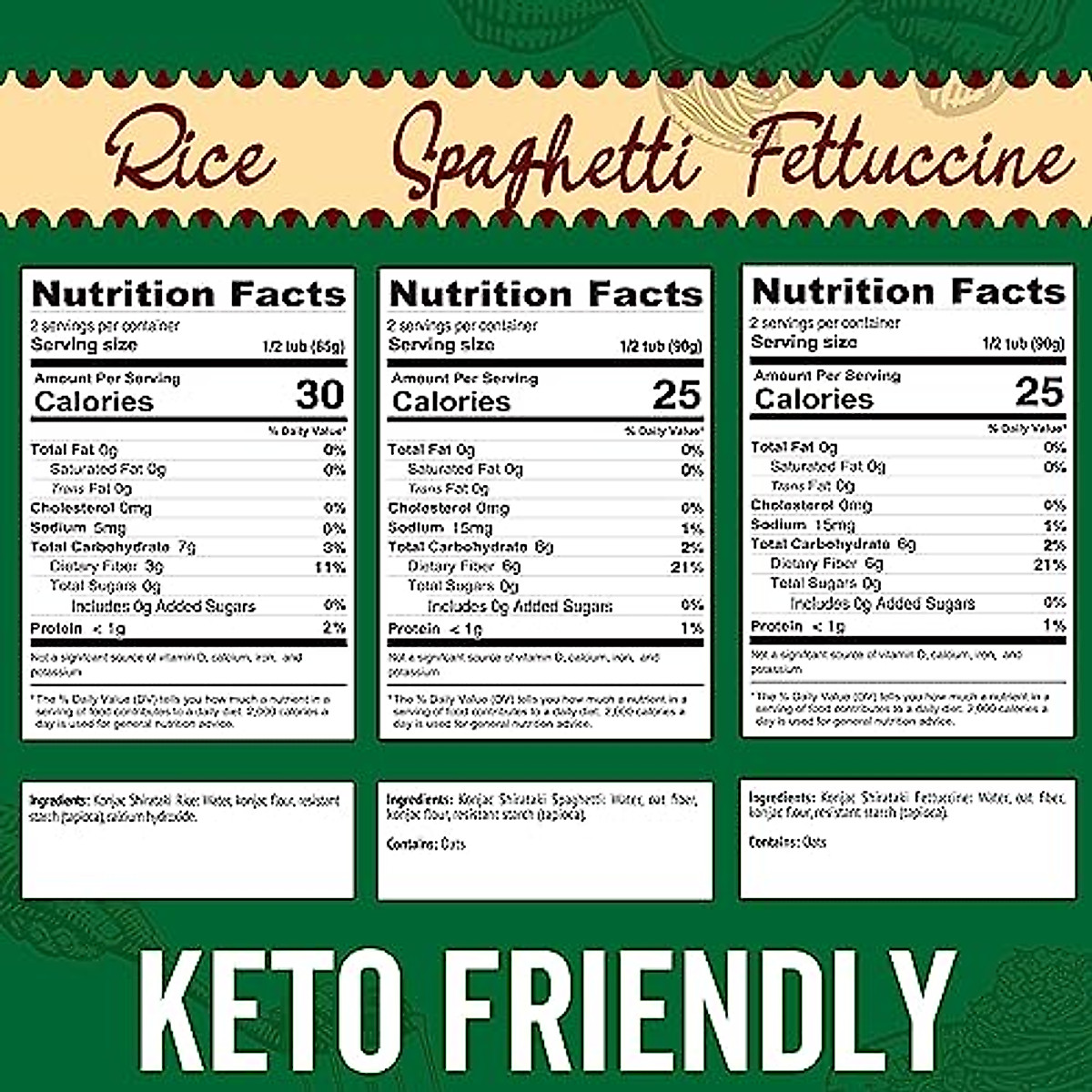 Keto Pasta microwave konjac shirataki. Keto Noodles (variety 6 packs) Keto Pasta, low carb pasta Spaghetti, Fettucine, Rice. Skinny pasta ready in 30 seconds, low calorie