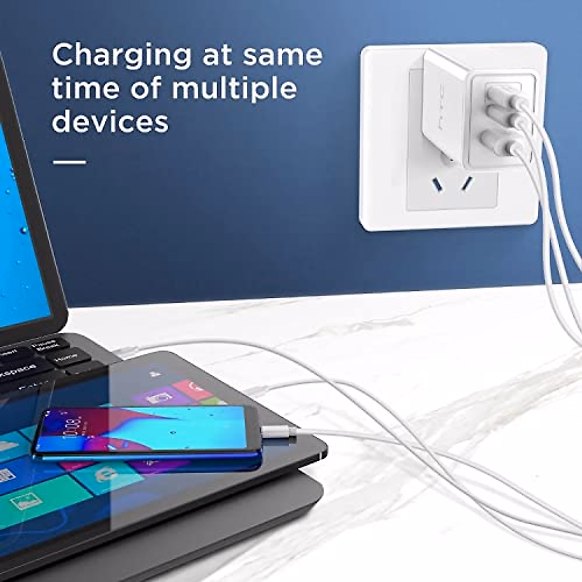 HTC 65w USB C Wall Charger 3 Ports, GaN Fast Charger Block Type C Wall Charger Foldable Plug Travel Adapter for iPad/iPad Mini, MacBook Air/Pro, iPhone 13/13Pro/13 Pro Max/12/11, Pixel, Galaxy, Switch