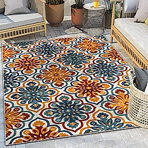 Well Woven Dorado Devotion Beige Modern Floral 5'3" x 7'3" High-Low Indoor/Outdoor Area Rug