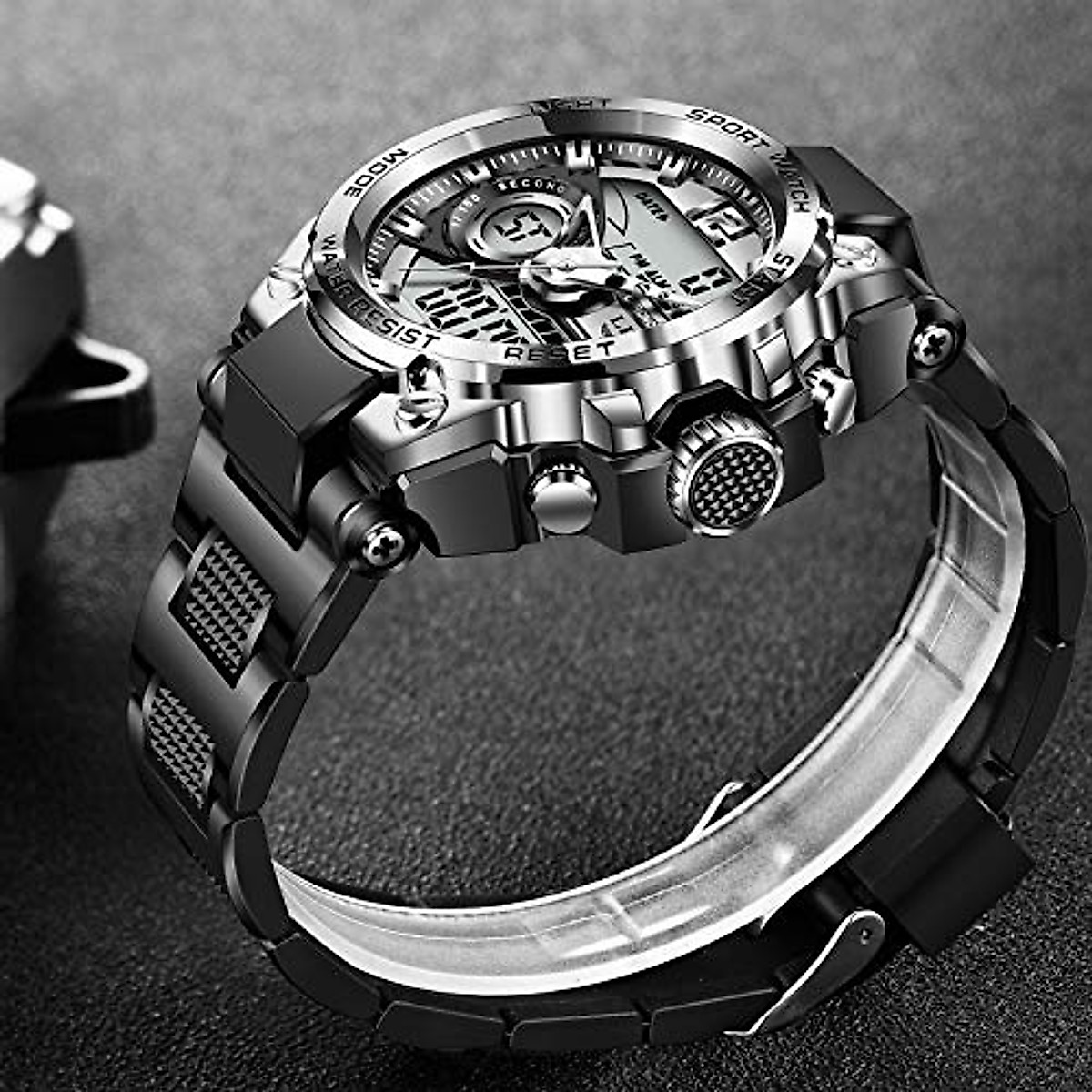 LIGE Digital Outdoor Sports Watches,50M Waterproof Military Luminous Digital Analog Mens Watches and Heavy Duty Electronic with Alarm, Stopwatch Calendar Clock Wristwatch