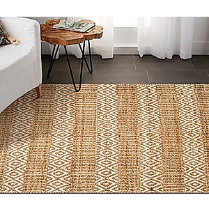 Chindi Rug,Rug 3x5',Rag Rugs,Braided Rug,3x5 Rug,Chindi Rugs,Chindi Handloom Rug 3x5',Farmhouse Area Rugs, Natural Braided Doormat for Kitchen Entryway Pets Playing Chindi Chindi Rugs - Natural/White